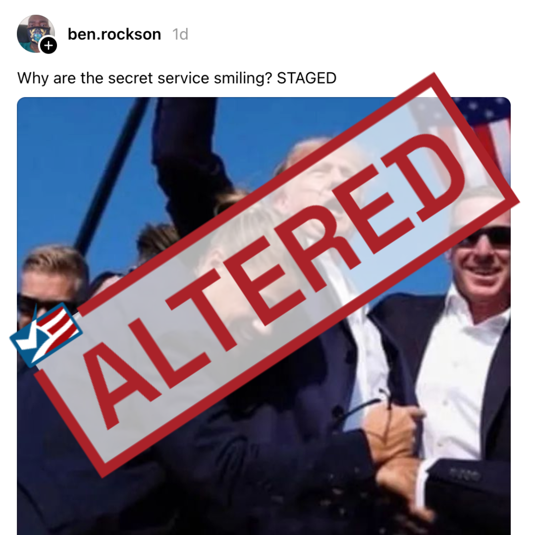 Posts Use Altered Image Of Secret Service Agents Following Trump